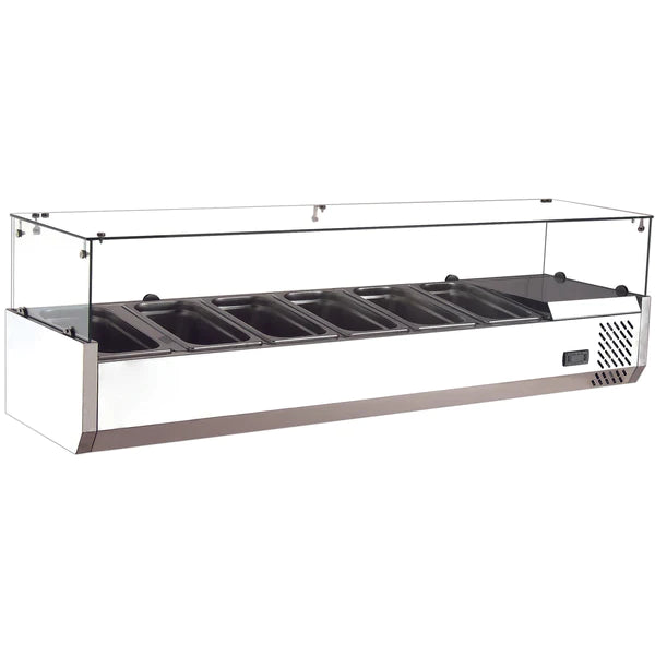 Canco TR-60-6 Refrigerated 59" Topping Rail with Glass Sneeze Guard ...