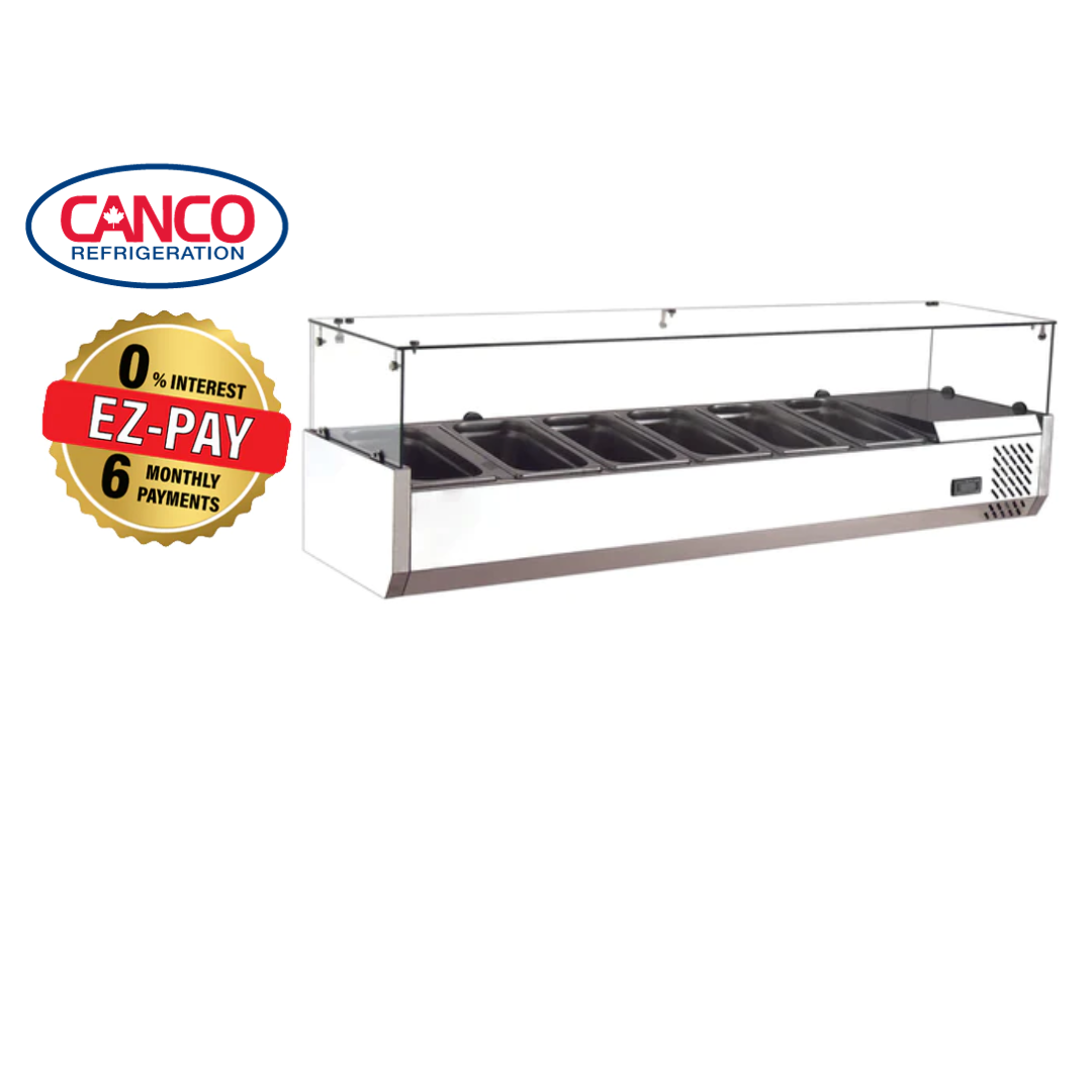 Canco TR-60-6 Refrigerated 59" Topping Rail with Glass Sneeze Guard ...