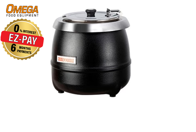 Omega AT51588 Black Steel 10L Electric Soup Kettle — Omni Food Equipment
