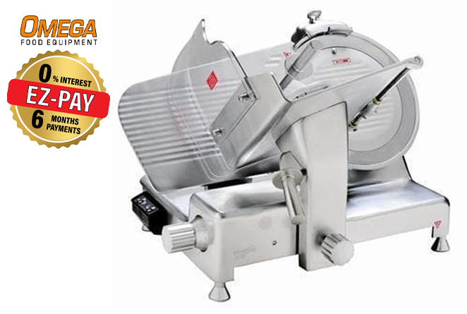 Omega HBS-350L Manual Aluminum Meat Slicer - 14" Blade, 1/2 HP, Belt D ...