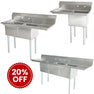 Omega Stainless Steel Sinks with Drainboard and Corner Drain - Various ...
